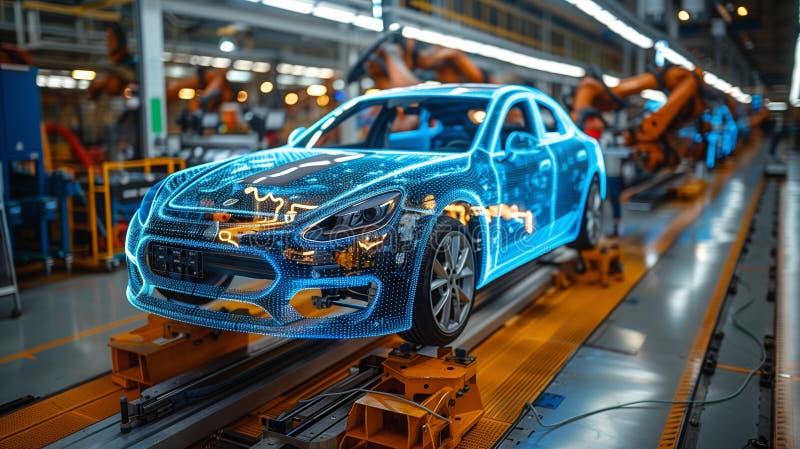 Female Automotive Engineer Uses Digital Tablet with Augmented Reality ...