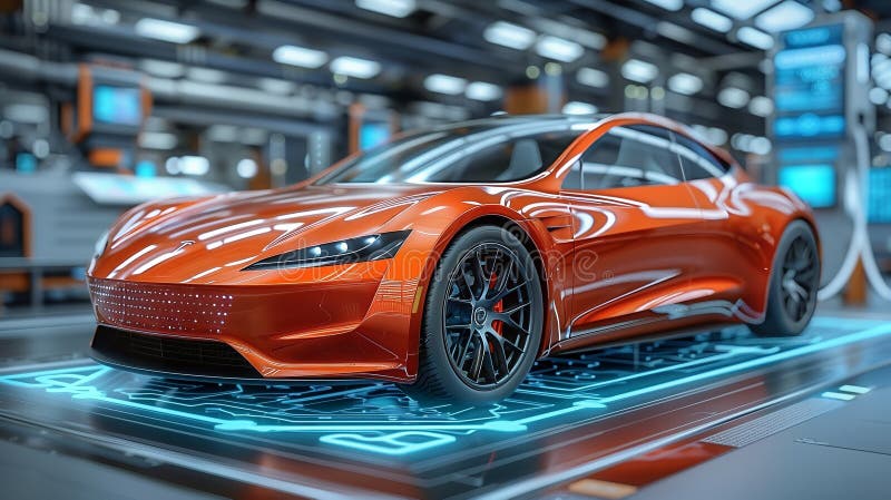 Female Automotive Engineer Uses Digital Tablet with Augmented Reality ...