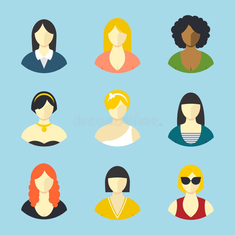 Female Avatars. Flat Design Vector Icons Set Stock Vector ...