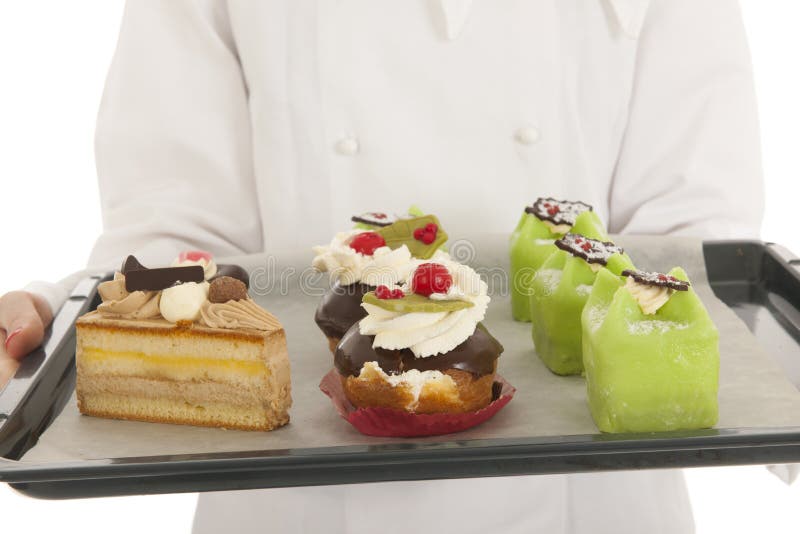 Female Baker Chef with Christmas Pastries Stock Photo - Image of ...