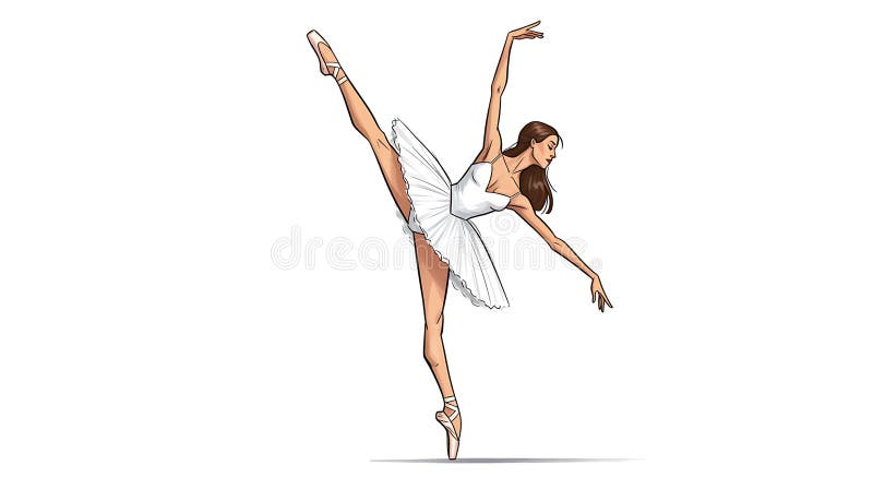 A Female Ballet Dancer in Mid-performance Executes an Elegant Arabesque ...