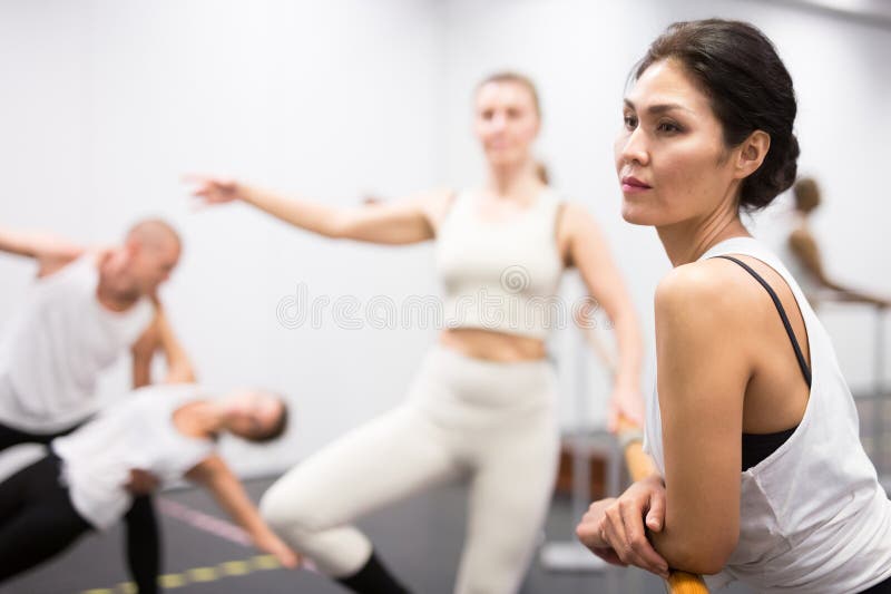 Female Ballet Dancer Resting after Rehearsal in Dance Hall Stock Image ... Female Ballet Dancer Resting after Rehearsal in Dance Hall Stock Image ...