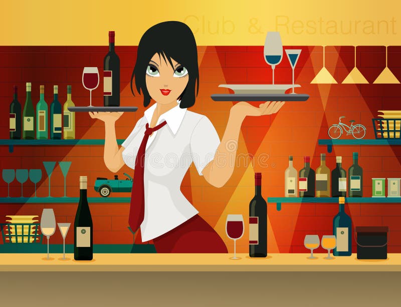 Female bartender. stock vector. Illustration of outdoors - 41180943