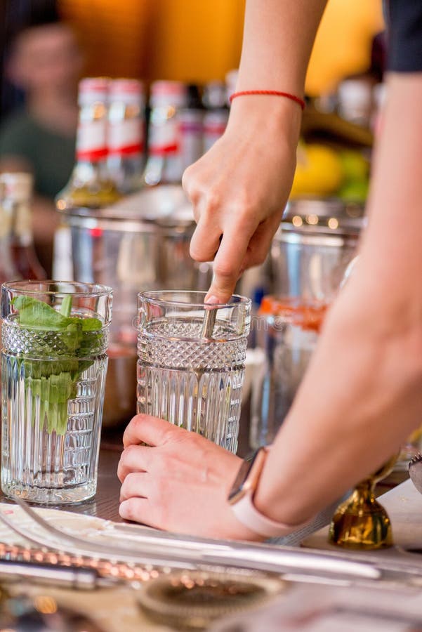 Bartender Preparing Cocktail Stock Photo - Image of glass, mixed: 143077108