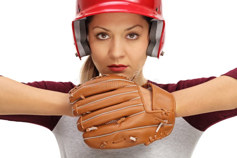 Female Baseball Player Seated on a Bench Stock Photo - Image of ...
