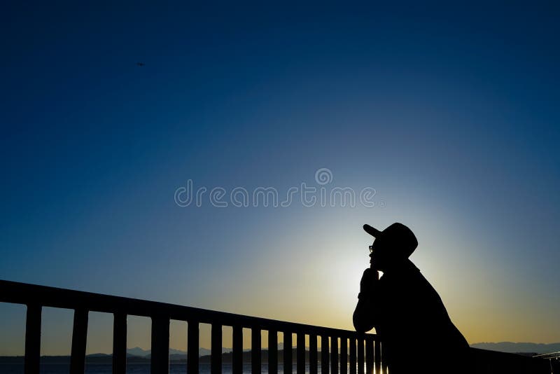 Female at Beach in Thought Silhouette Stock Photo - Image of ...