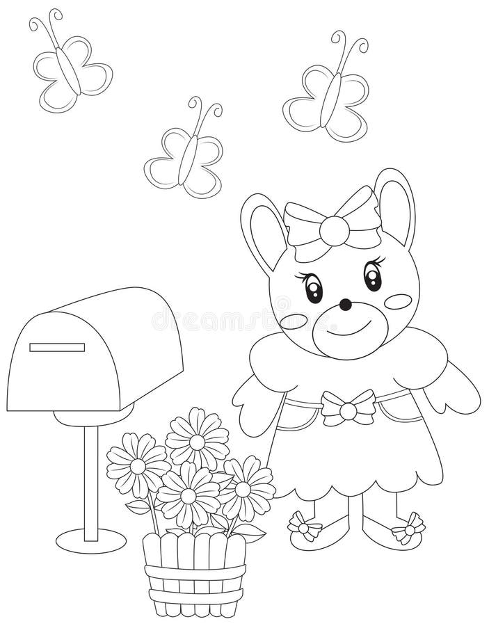 Female Bear Head Wearing a Beautiful Ribbon on the Head, Doodle Icon ...
