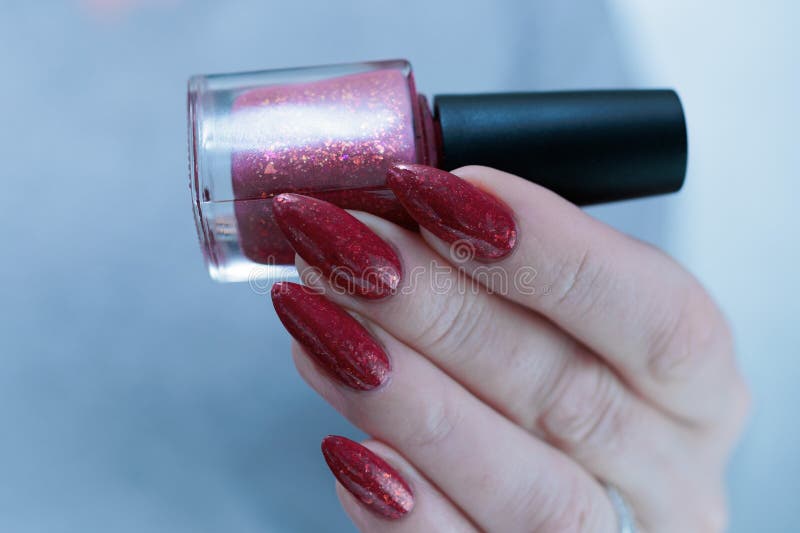 Female Hands with Long Nails and Red Nail Polish Stock Photo - Image of ...