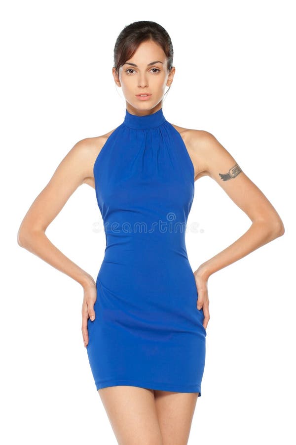 Female in Blue Dress Posing Stock Image - Image of beauty, glamorous ...