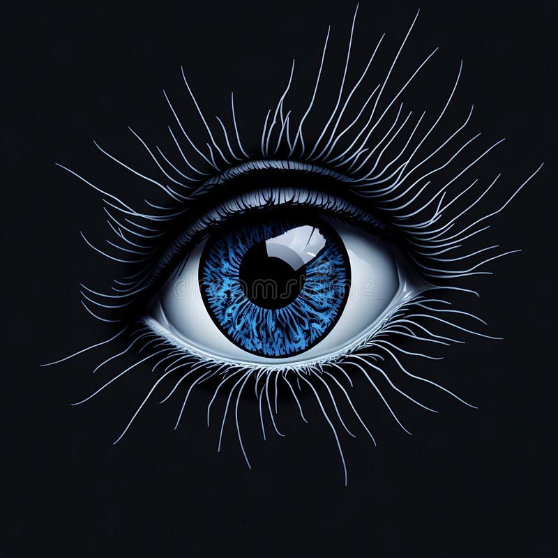 Female Blue Eye with Light Reflection Stock Illustration - Illustration ...