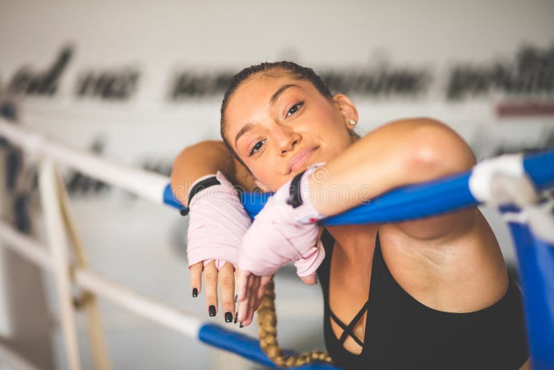 Female Boxer in the Boxing Ring Stock Image - Image of people ...
