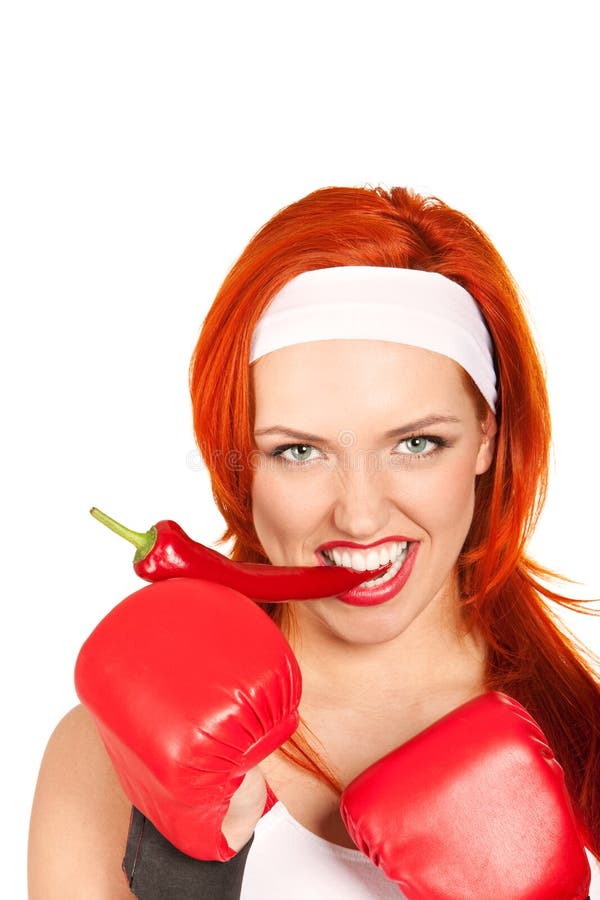 Female Boxer with Chili Pepper Stock Photo - Image of diet, fresh: 19266432