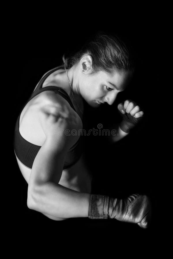 Female Boxer In A Fighting Pose Stock Image - Image of power, boxing ...