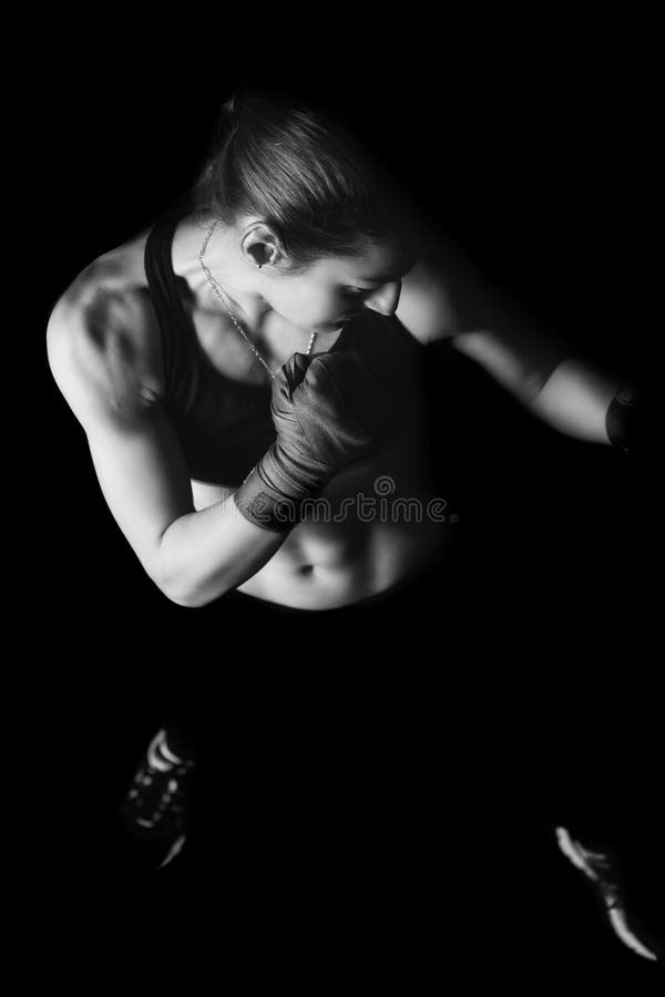 Female Boxer in a Fighting Pose Stock Image - Image of muscle, healthy ...