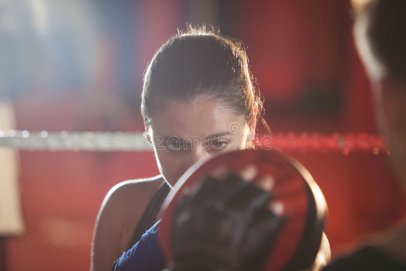 Female Boxers Fighting in Boxing Ring Stock Image - Image of club ...
