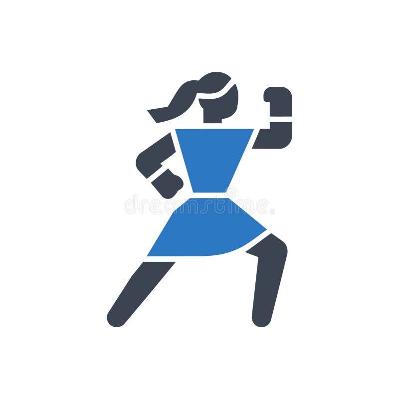 Female Boxer Stance Icon stock vector. Illustration of female - 376289643
