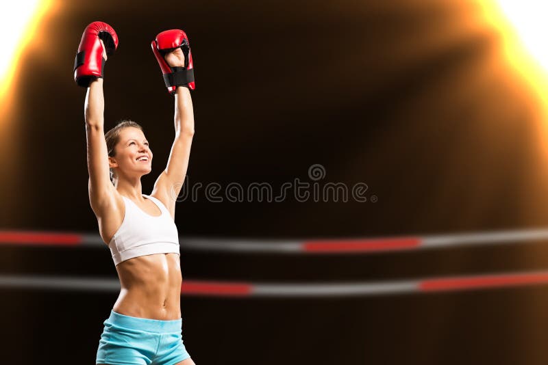 Female boxer winner stock photo. Image of female, fight - 29528394