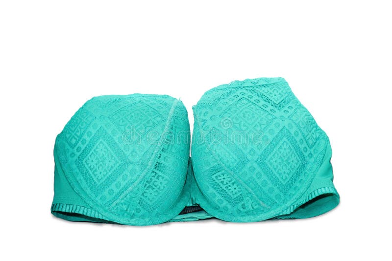 Female Bra Blue Light Color White Background and Drop Shadow Stock ...