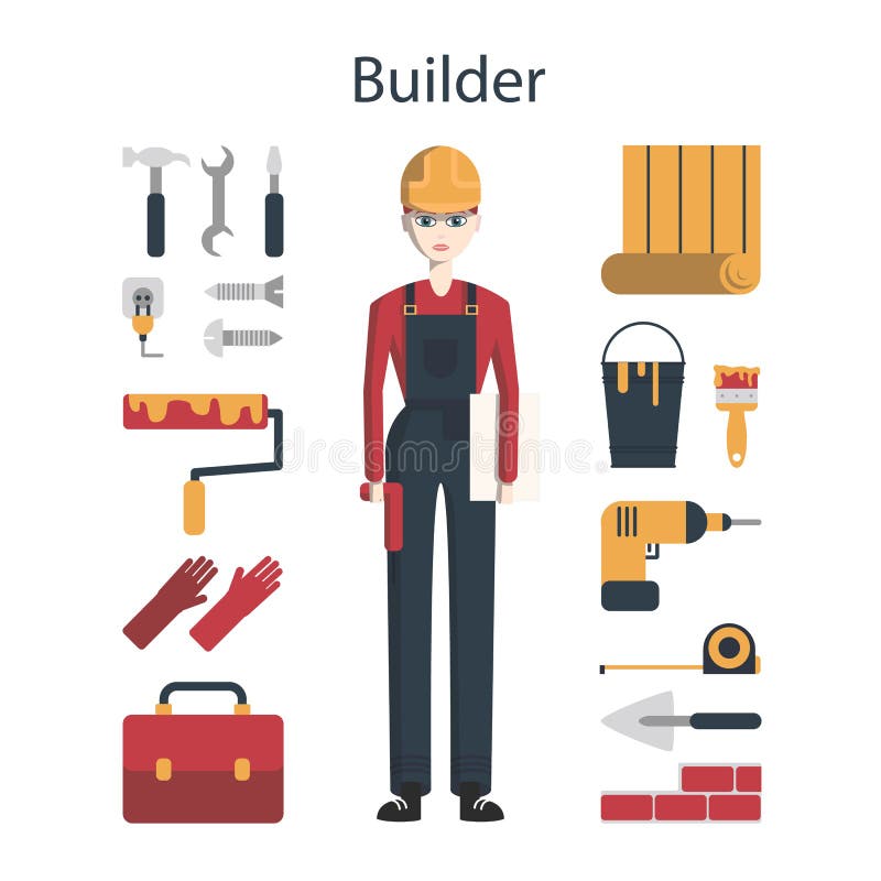 Female Builder in Uniform Holding a Shovel Stock Vector - Illustration ...