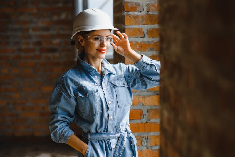 Female Builder at Work on Site Stock Image - Image of professional ...