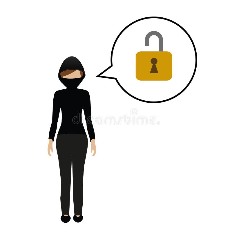 Female Burglar Character Talks about Opening a Lock Stock Vector ...