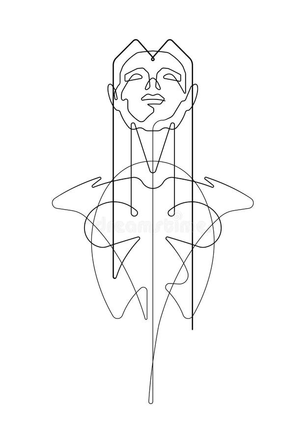Serene Female Bust Single Continuous Line Graphic Illustration Icon ...