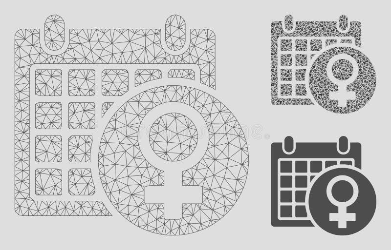 Female Calendar Vector Mesh Network Model and Triangle Mosaic Icon ...