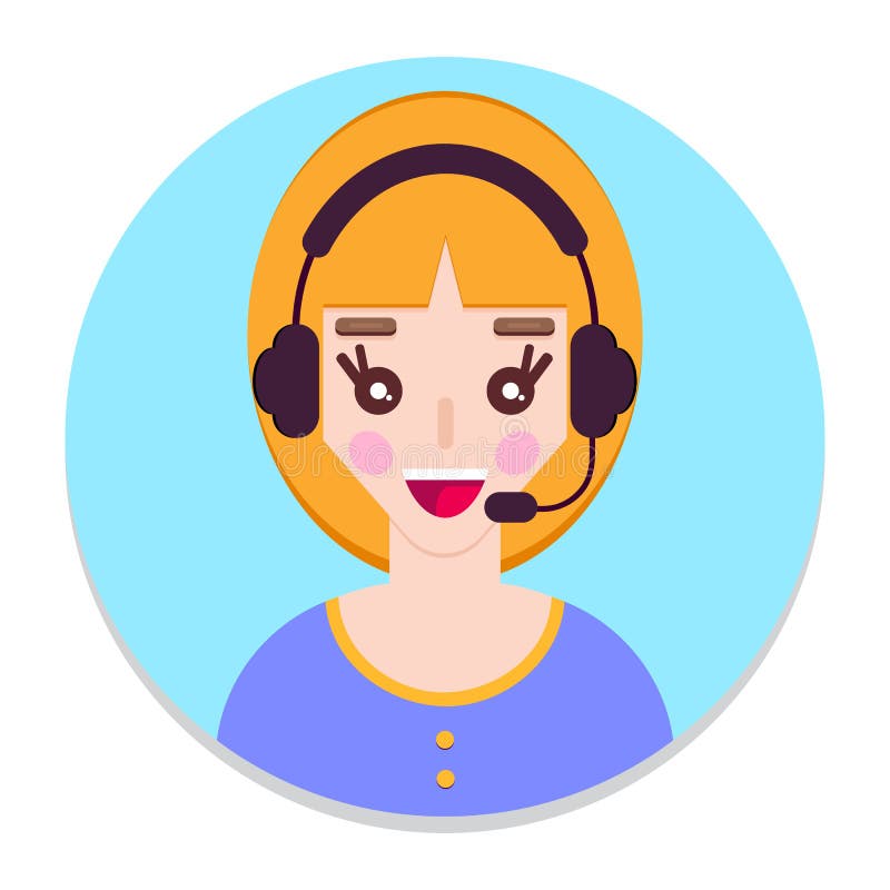 Female Call Center Avatar with Headphones Microphone. Stock Vector ...