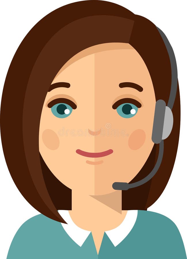 Female Call Center Avatar with Headphones Microphone. Stock Vector ...
