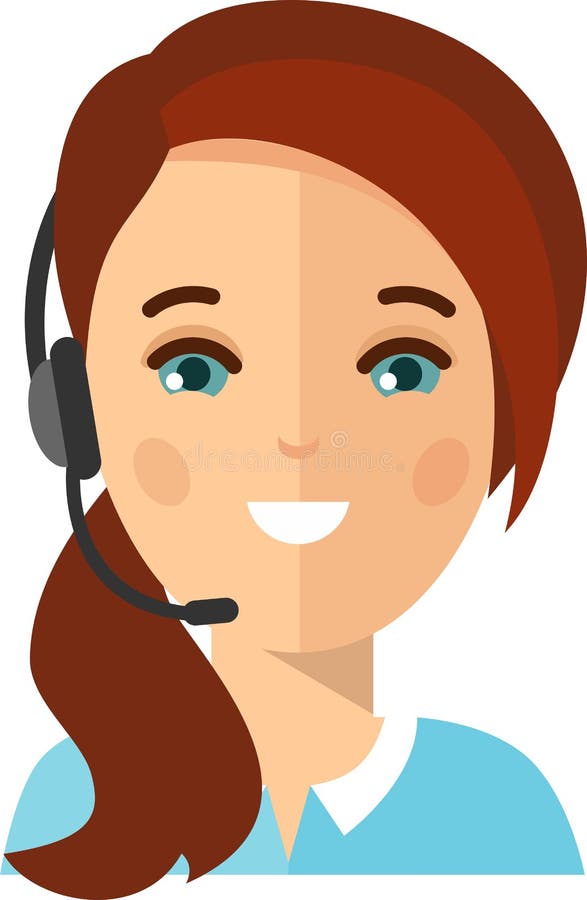 Operator of Call Center Office Working in Headphones. Stock Vector ...