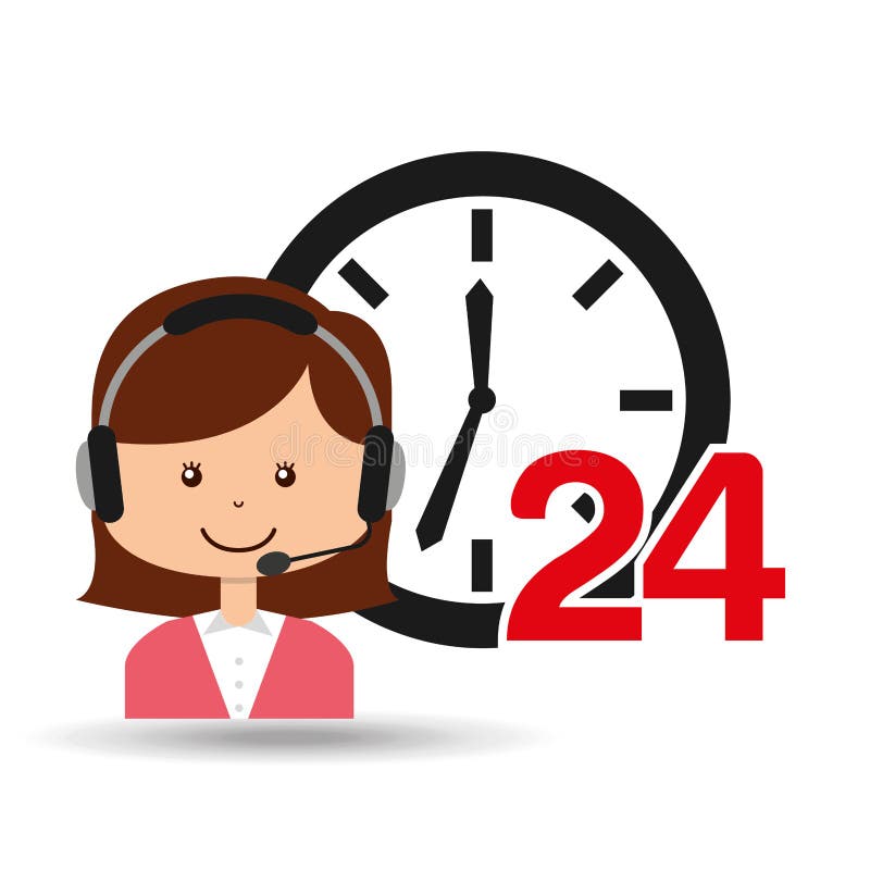 Female Call Center 24 Clock Service Stock Vector - Illustration of ...