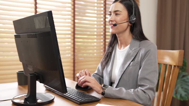 Female Call Center Operator or Customer Service Helpdesk Staff. Blithe Stock Footage - Video of ...