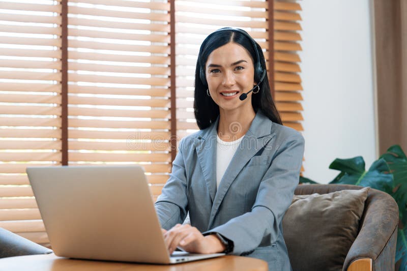 Female Call Center Operator or Customer Service Helpdesk Staff. Blithe ...