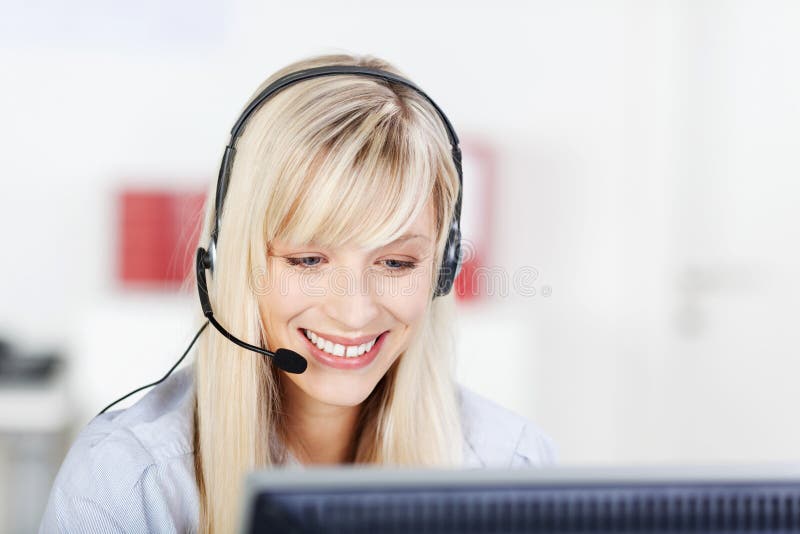Beautiful Call Center Agent Stock Image - Image of hair, center: 31370329