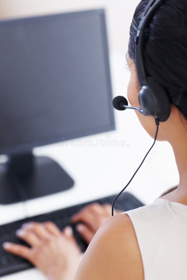 Female Call Center Representative Working. Female Call Center ...