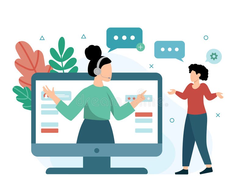 Female from Call Center Talking with Client, Helping To Solve Problem ...