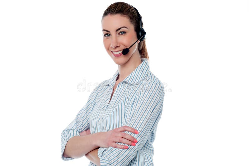 Female Call Centre Agent with Arms Crossed Stock Photo - Image of ...