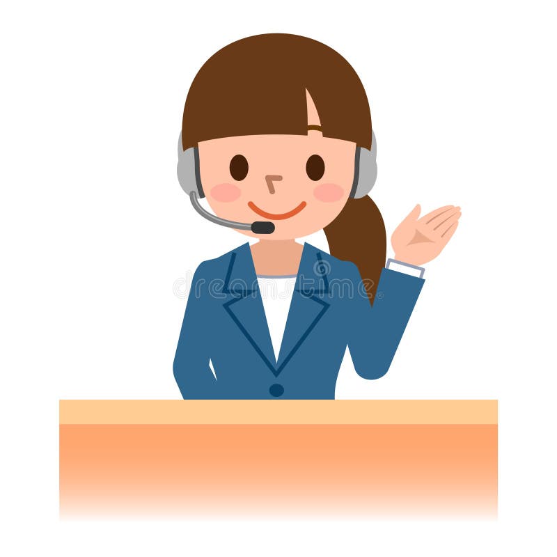 Female Call Centre Operator with Headset Stock Vector - Illustration of ...