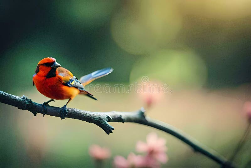 Female Cardinal on a Branch Robin on a Branch Stock Illustration ...
