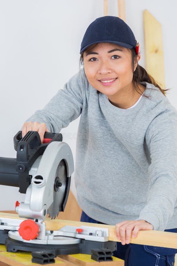 Female Carpenter at Workshop Stock Photo - Image of cabinet, midsection ...