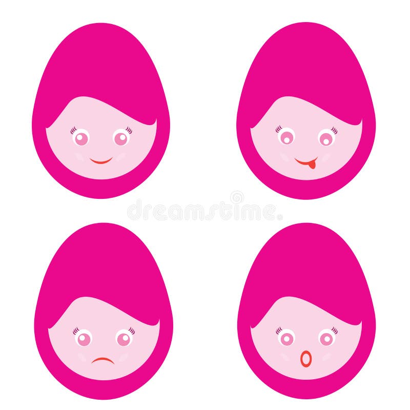 Female Cartoon Smiley Faces Stock Illustration - Illustration of ...