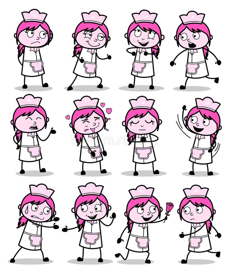Female Cartoon Waitress Characters - Set of Concepts Vector ... Female Cartoon Waitress Characters - Set of Concepts Vector ...