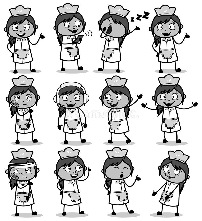 Female Cartoon Waitress Characters - Set of Concepts Vector ... Female Cartoon Waitress Characters - Set of Concepts Vector ...