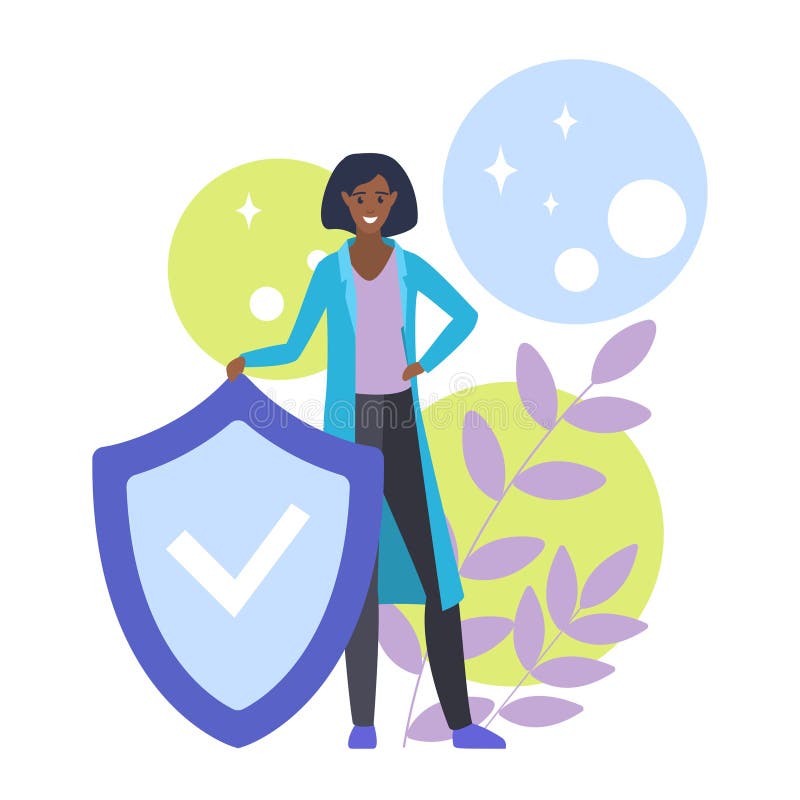 Female Character Holding Shield for Protection, Ethics and Personality ...