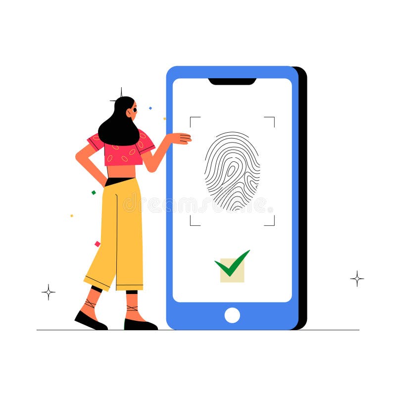 Female Character Interacting with a Smartphone in Flat Vector ...