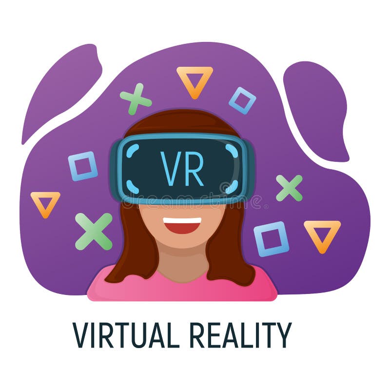 Female Character in Virtual Reality Glasses, Modern Technology ...