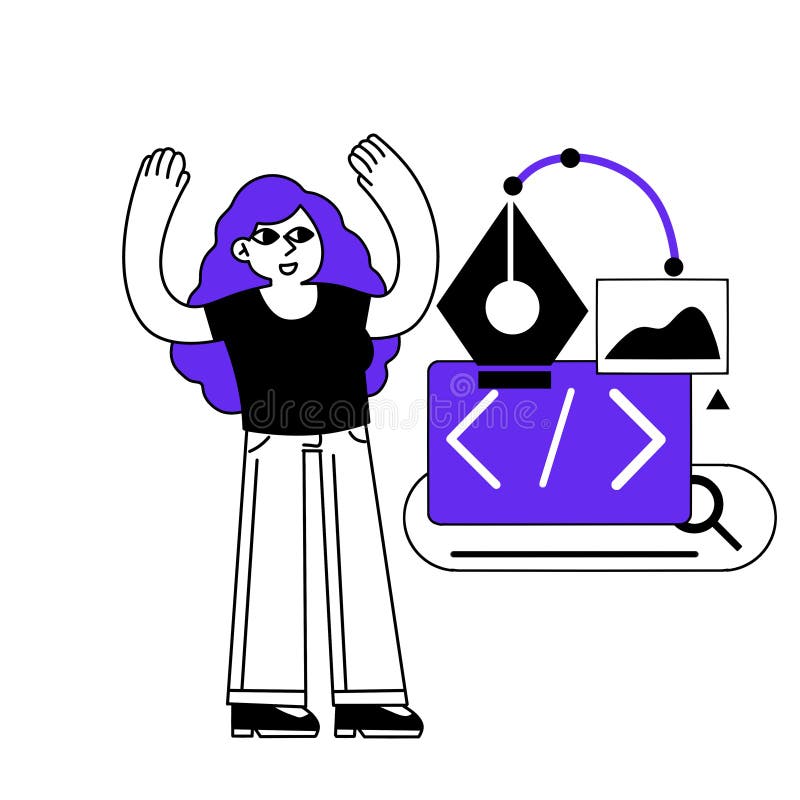 Computer Female Geek Stock Illustrations – 226 Computer Female Geek ...