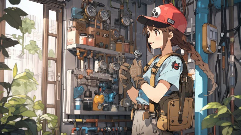 Female Character Working in Her Workshop Stock Illustration ...