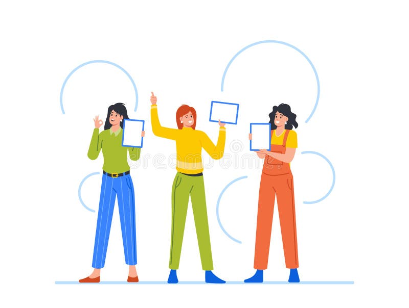 Female Characters Presenting Advertising or Application on Modern ...