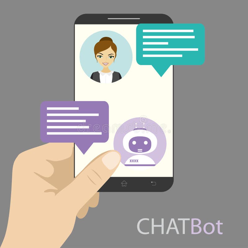 Chat between Robot Bot and Human,female and Chatbot Stock Vector ...